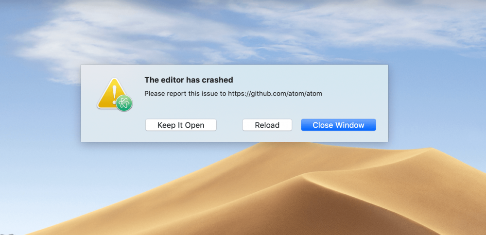 Atomエディタ「The Editor has crashed」のエラーが出た時の解決法 | webまる
